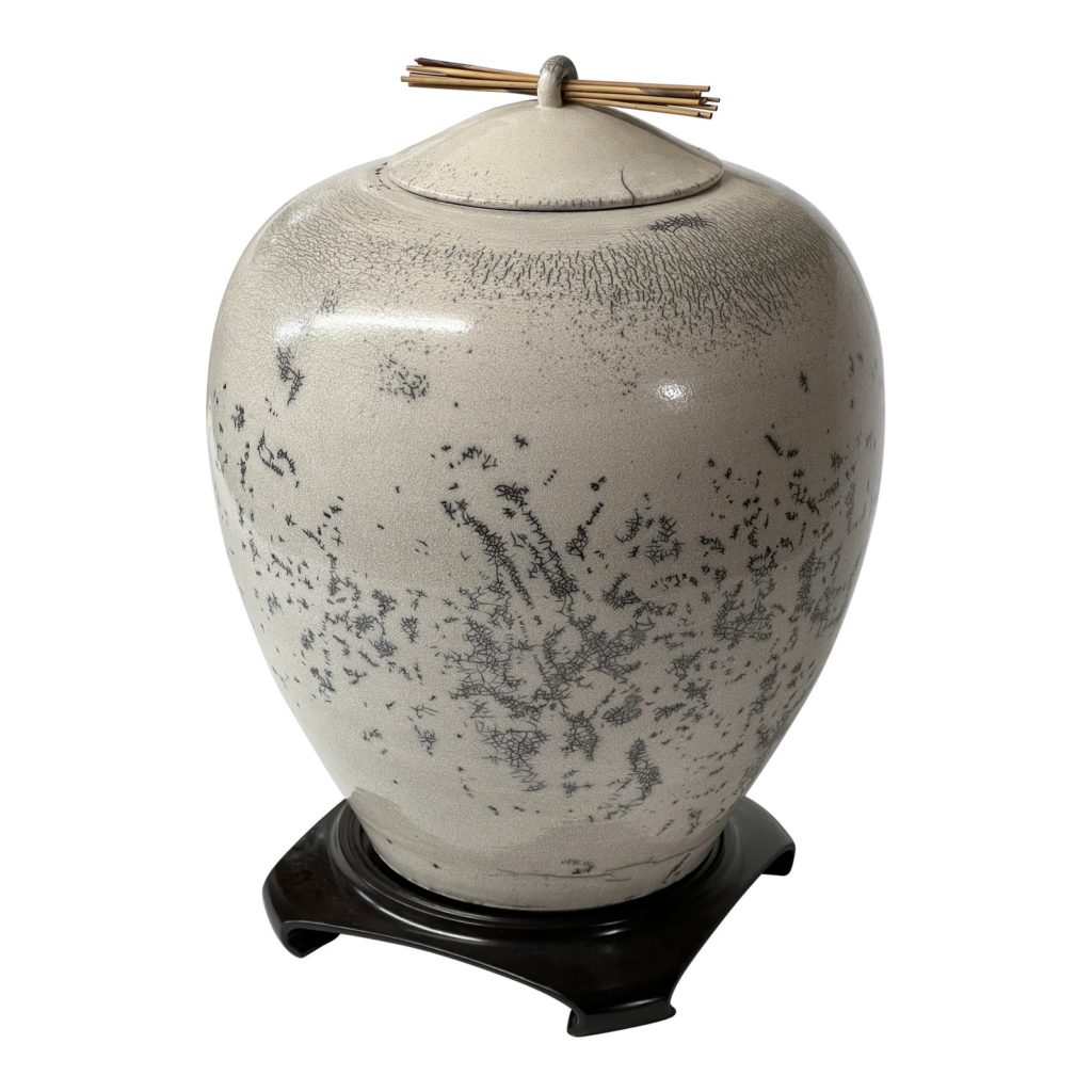 Mike Brennan Contemporary Raku Lidded Ginger Jar + Stand - Design Plus ...