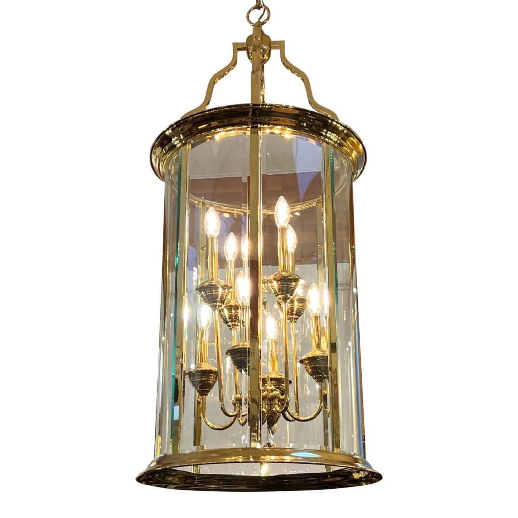 Vintage Louis XVI Style Reproduction Brass Lantern - Design Plus Gallery