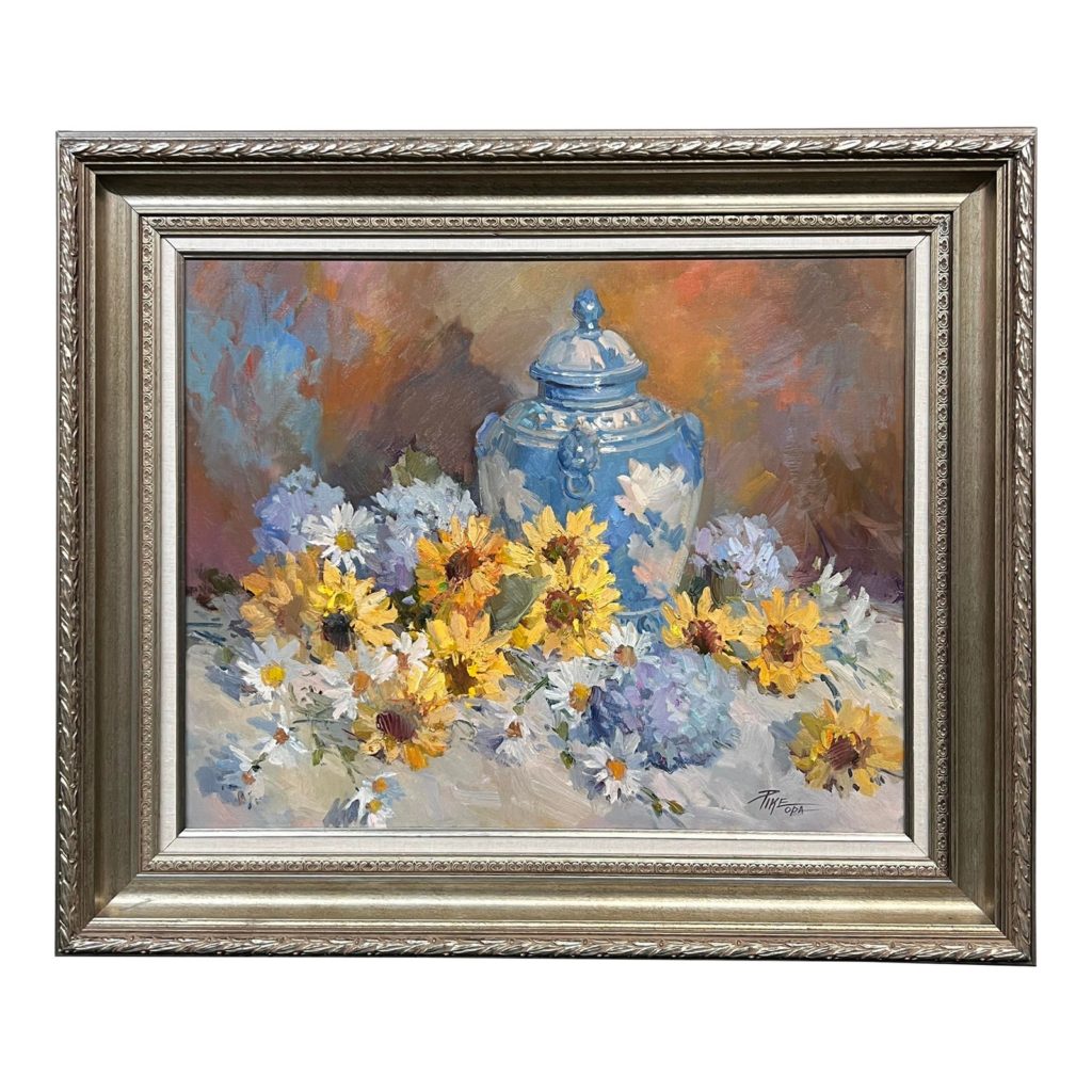 Joyce Lee Pike Still-Life 'Sunflowers in Ginger Jar' Oil Painting ...