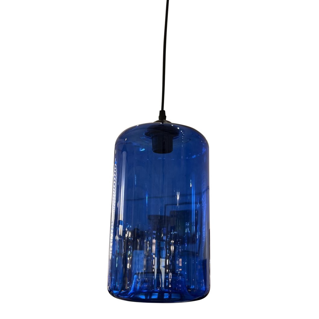 CraftThink Blue Glass Light Pendants, a Pair - Design Plus Gallery