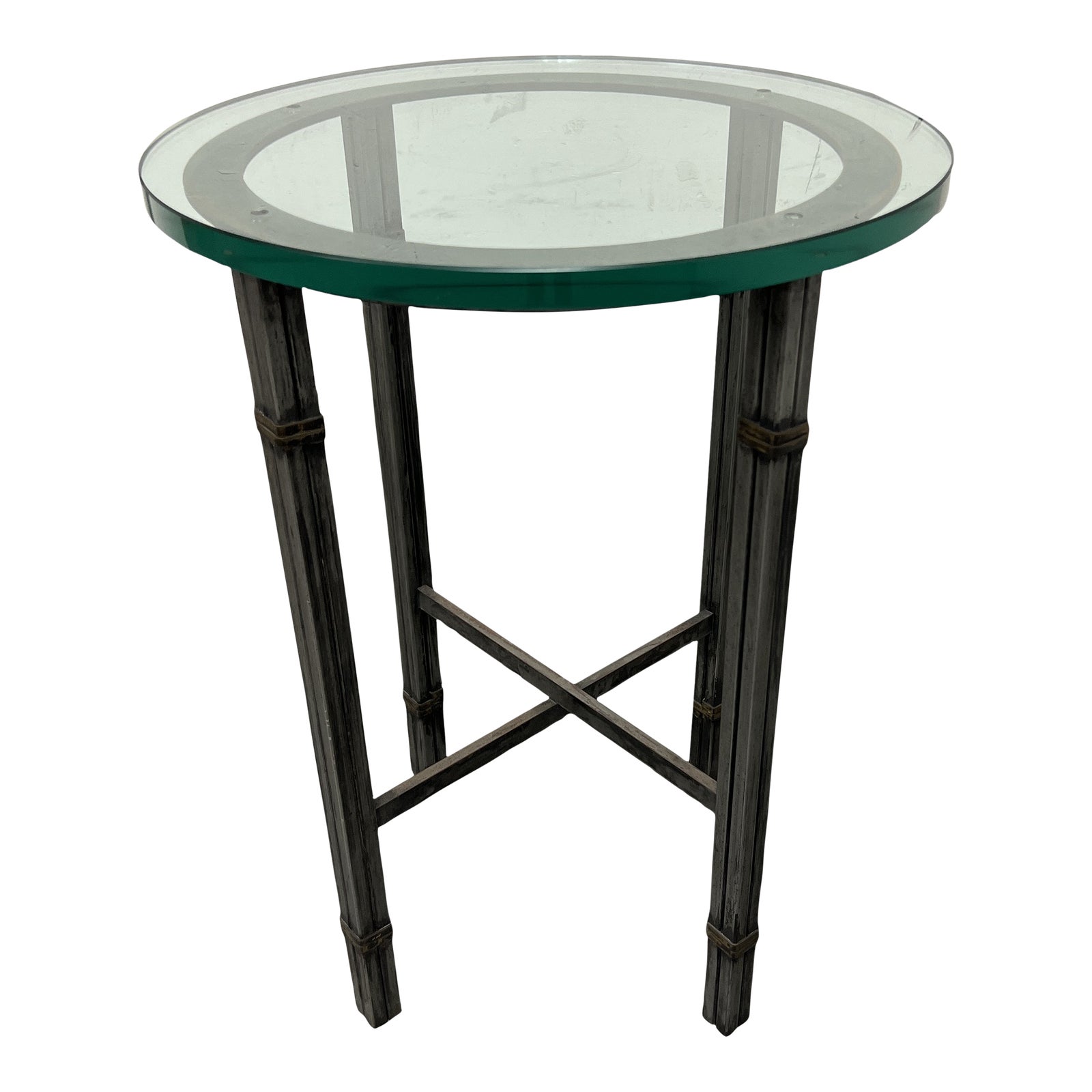 Hand Forged Iron Work + Round Glass Side Table. Original Price: $1,700 ...