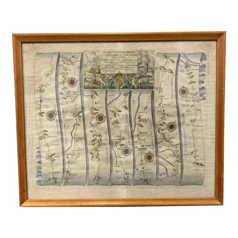 Antique Framed Map of the Road From Welshpool Com Montgomery to ...