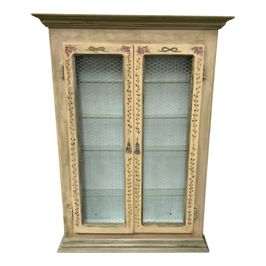 Vintage Hand Painted Wall Mounted Cupboard - Design Plus Gallery