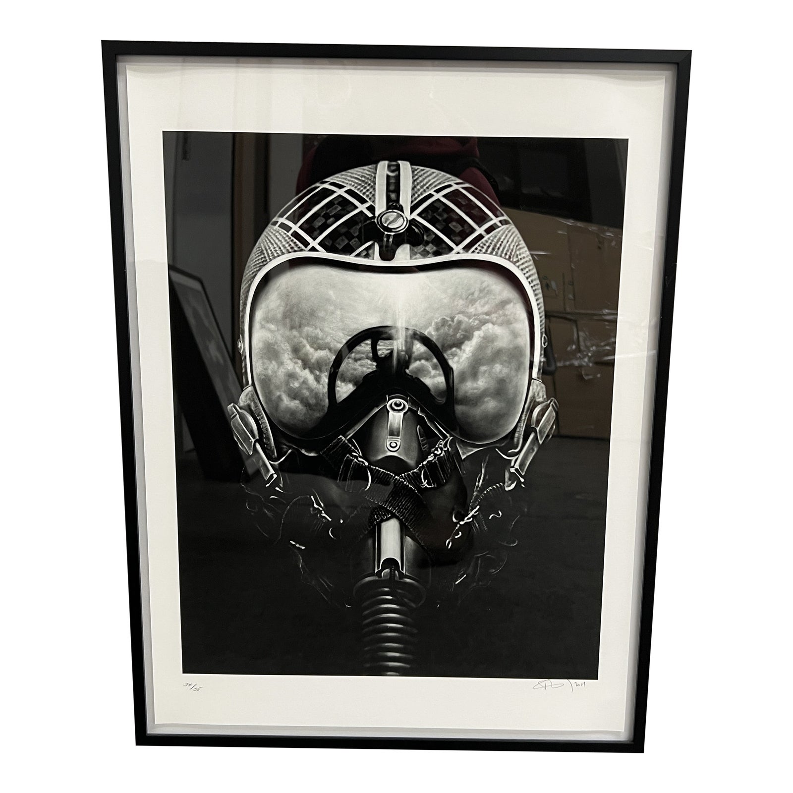 Signed + Numbered, Charcoal Drawing of Fighter Pilot Edition 34 of 35 ...