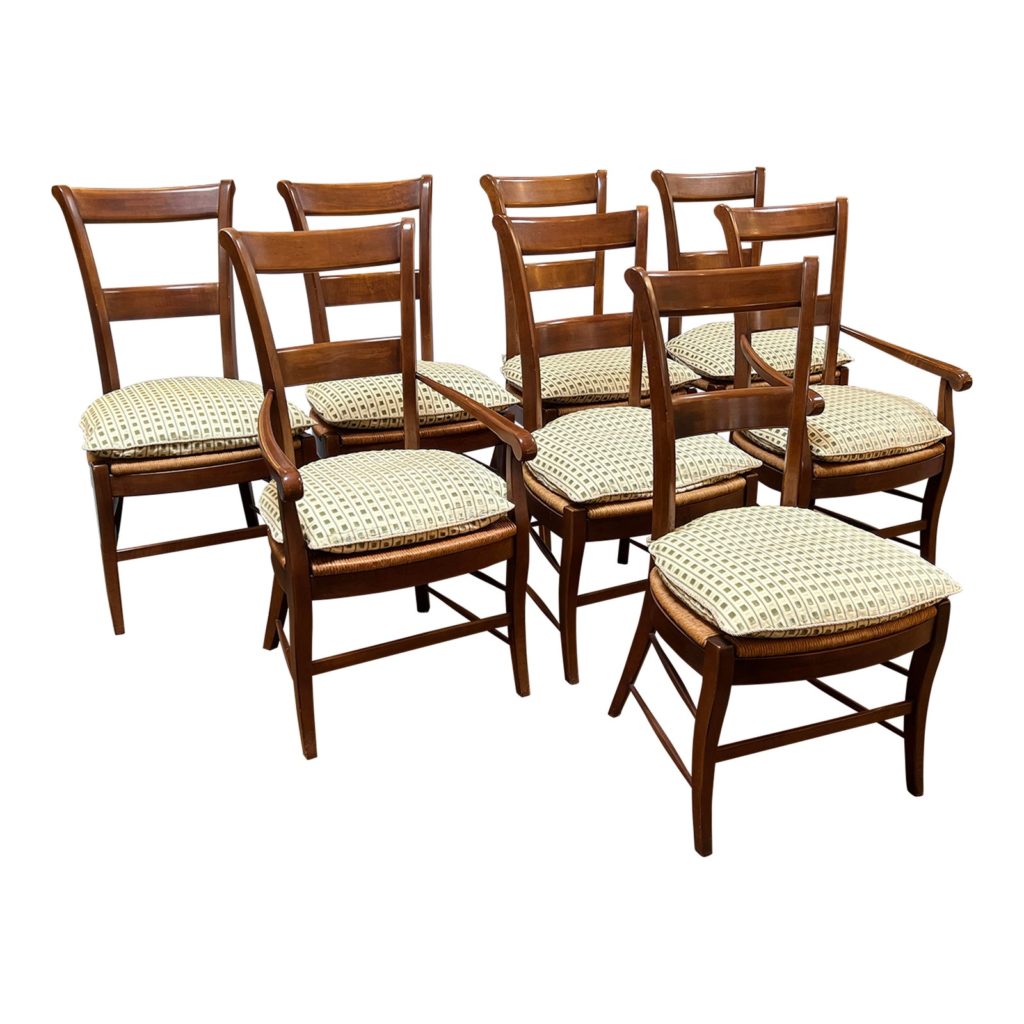 Vintage Rush Seat Dining Chairs, Set of Eight - Design Plus Gallery