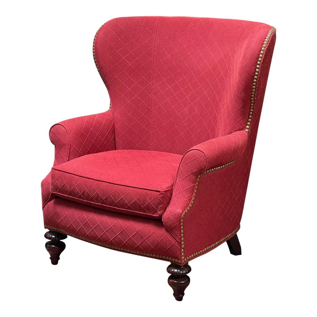 Thomasville Red Wingback Chair - Design Plus Gallery