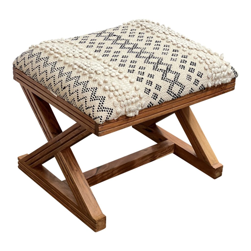 Boho Chic Cross Base Ottoman + Stool - Design Plus Gallery