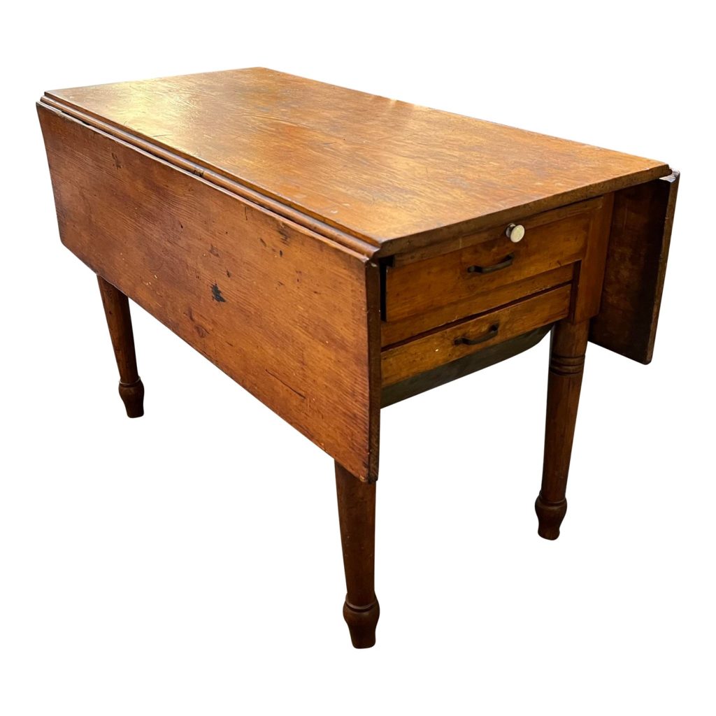 Antique Drop Leaf Farm Table + Flour Bin - Design Plus Gallery