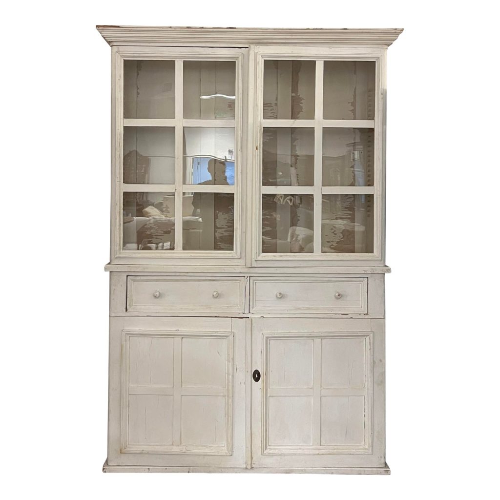 One Piece China Hutch Painted in Antique White - Design Plus Gallery