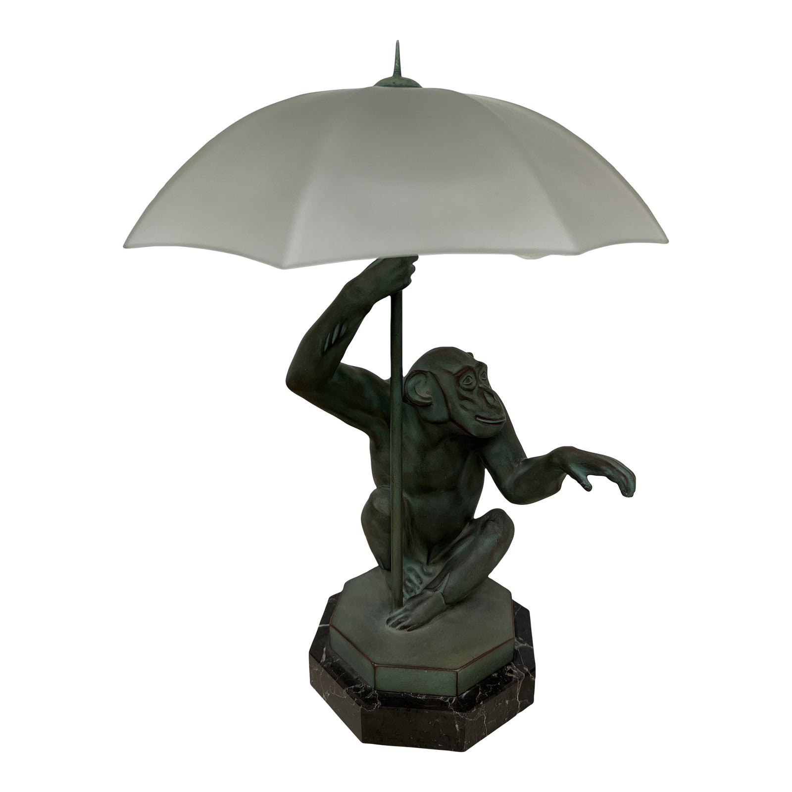 Antique Max Le Verrier 'Le Singe Au Parapluie' Monkey + Umbrella Table ...