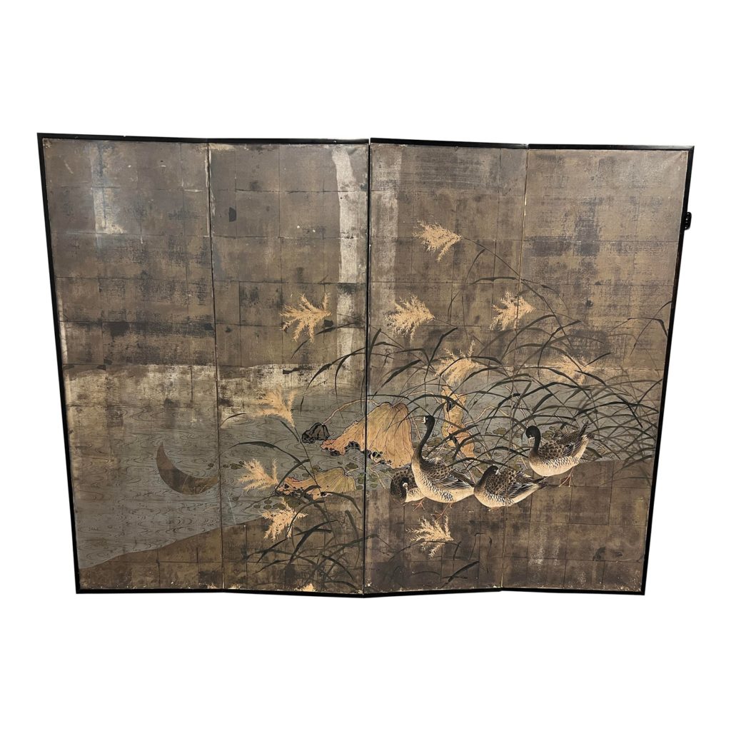 Mid 19th Century Antique Japanese Four Panel Screen. Original Price ...