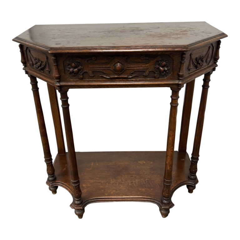Antique Oak Gothic Renaissance Style Console Table - Design Plus Gallery