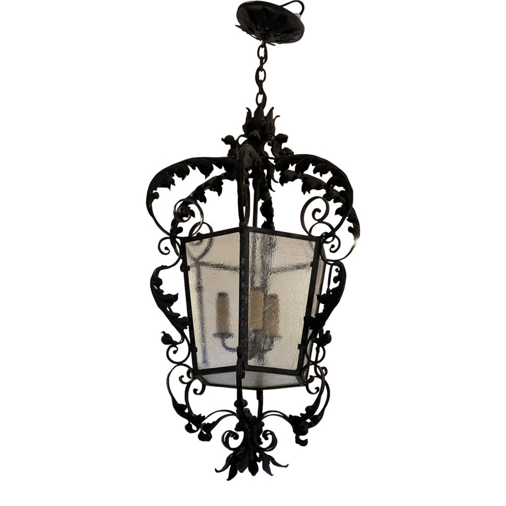 Vintage European Iron & Glass Large Lantern | Design Plus Gallery