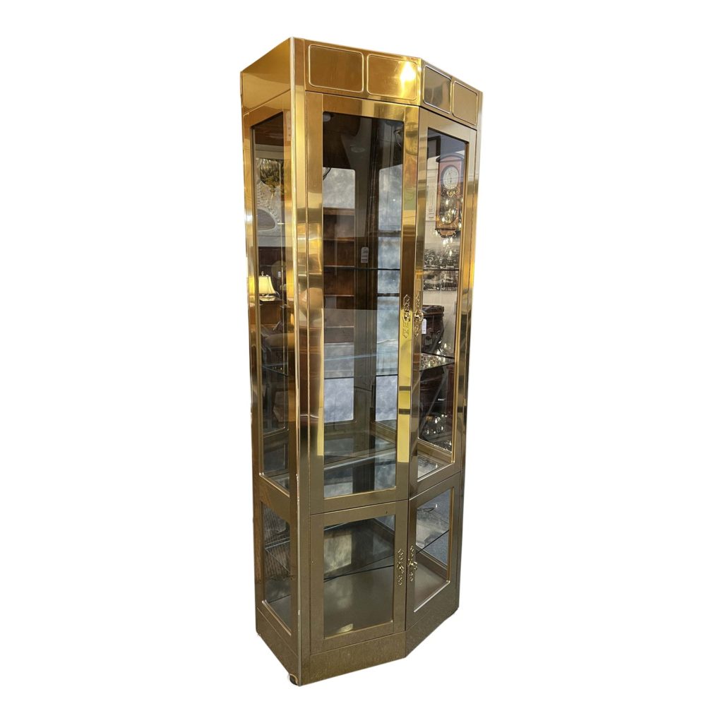Mastercraft Style Brass + Glass Display Cabinet. Original Price: $2,200 ...