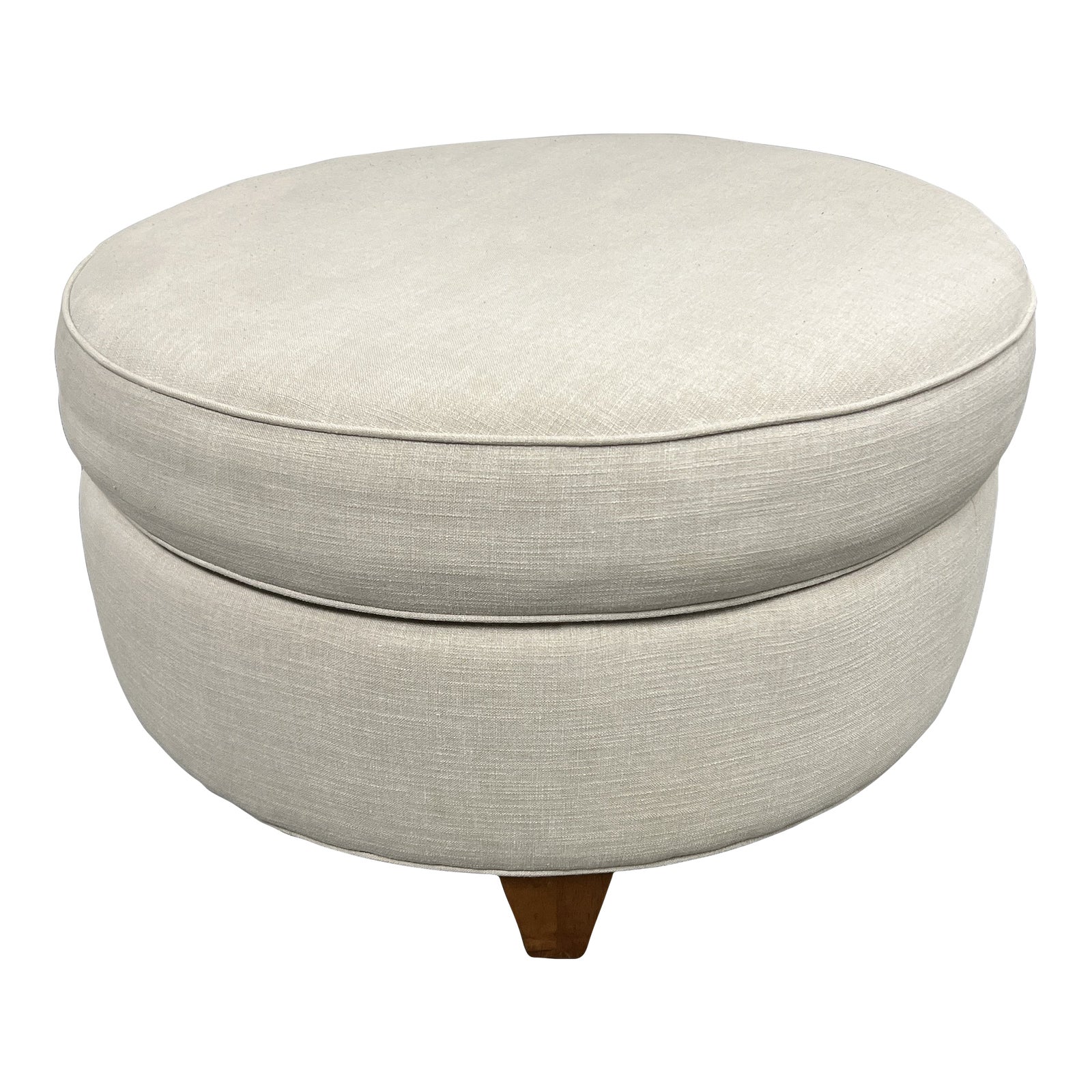 Harrington Custom Bartlett Round Linen Upholstered Ottoman. Original ...