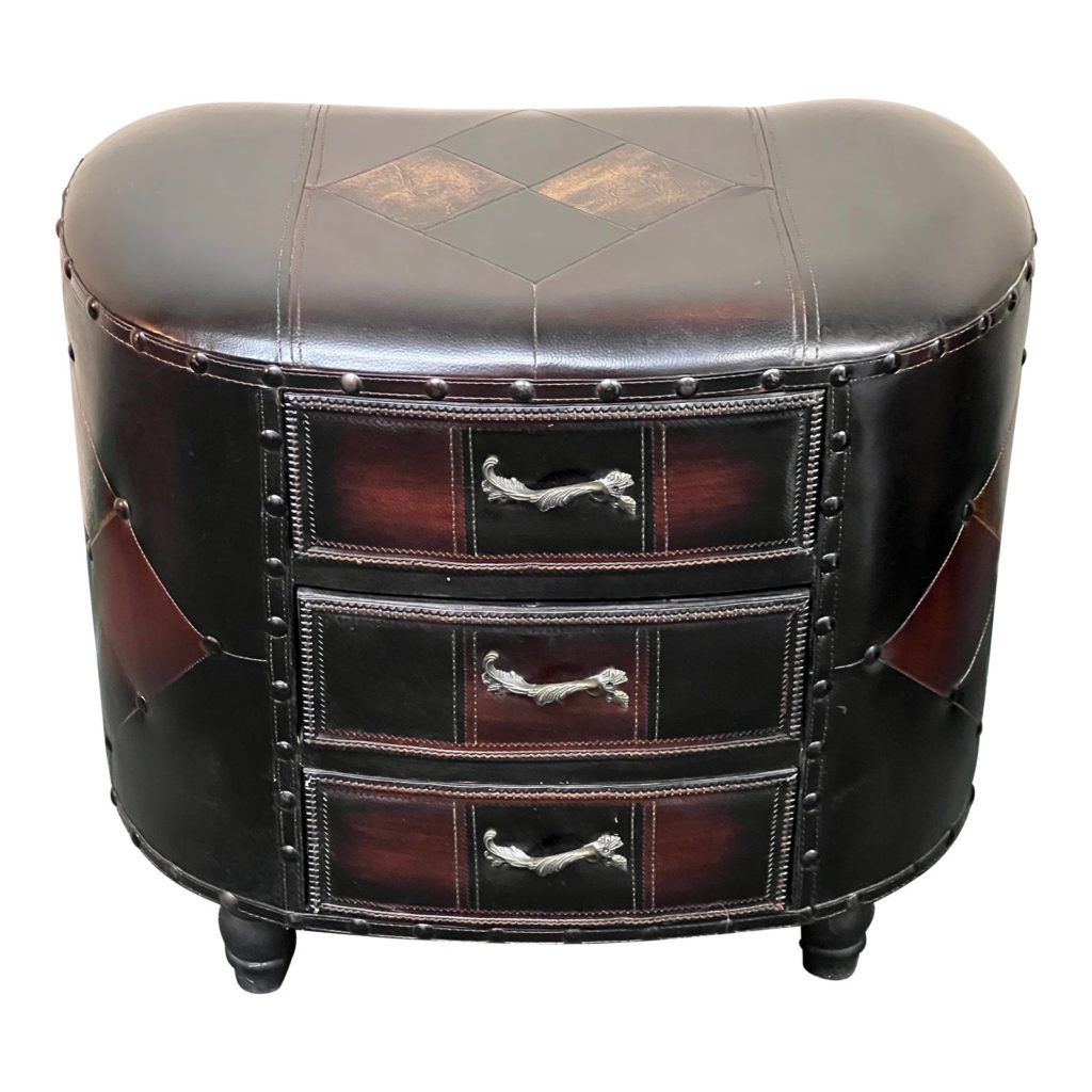 Vintage Leather Storage Stool / Side Table - Design Plus Gallery