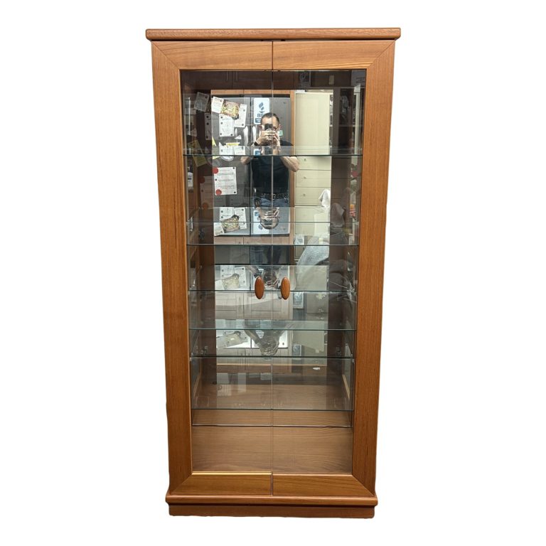 Scandia Teak Lighted Curio Cabinet - Design Plus Gallery