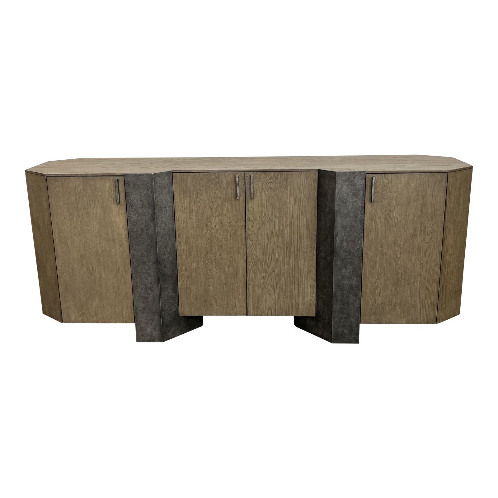 Custom Design Euforia Buffet Cerused Oak + Antique Silver Metal Buffet ...