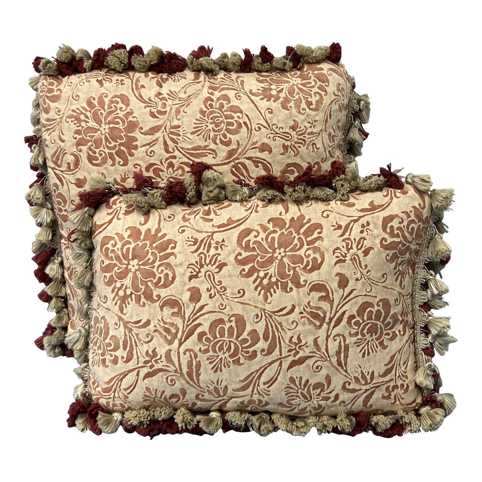 Fortuny Luxury Fabrics Silk Duponi Red Brocade Pillows, a Set - Design ...