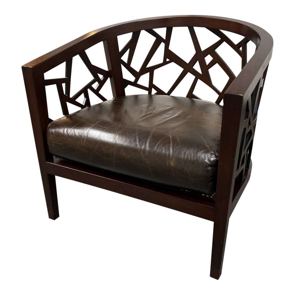 Crate and Barrel Ankara Mahogany Leather Lounge Chair - Design Plus Gallery