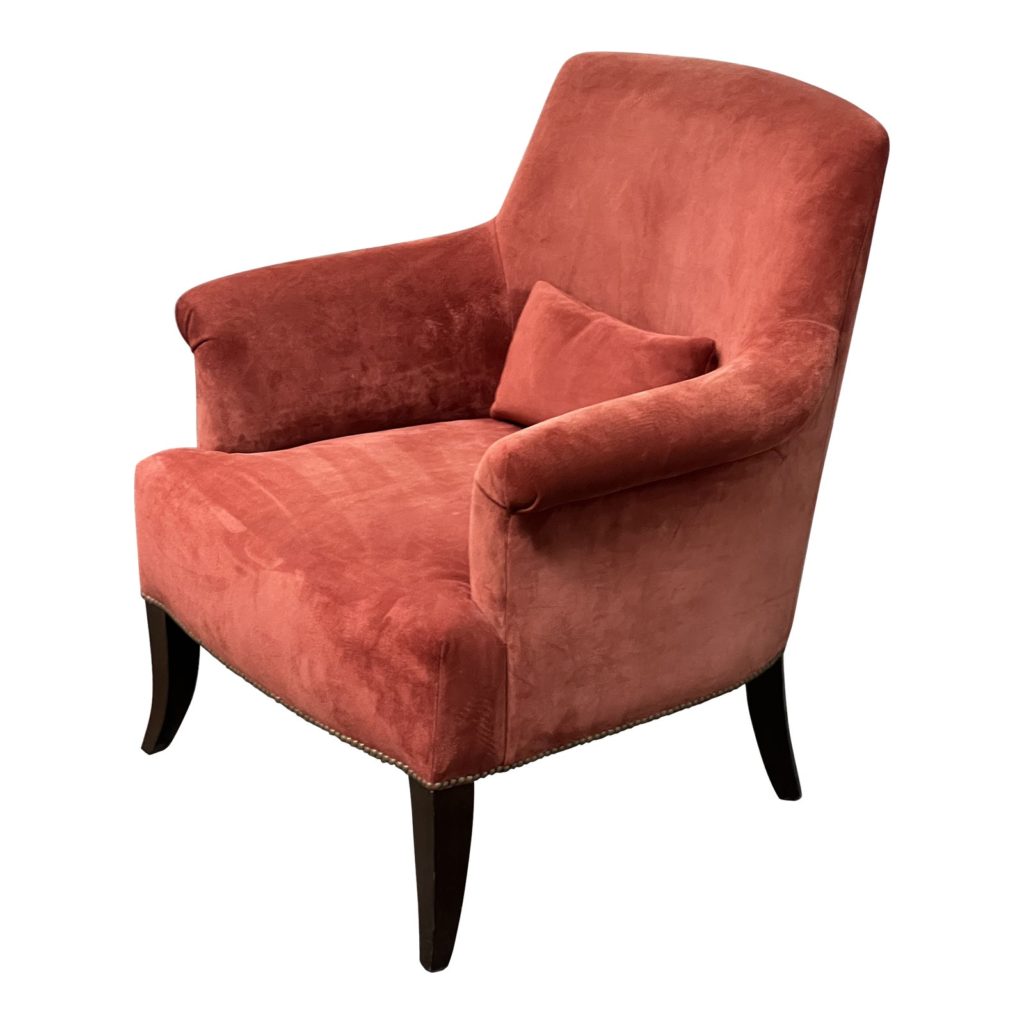 Custom Design Crimson Suede Lounge Arm Chair - Design Plus Gallery