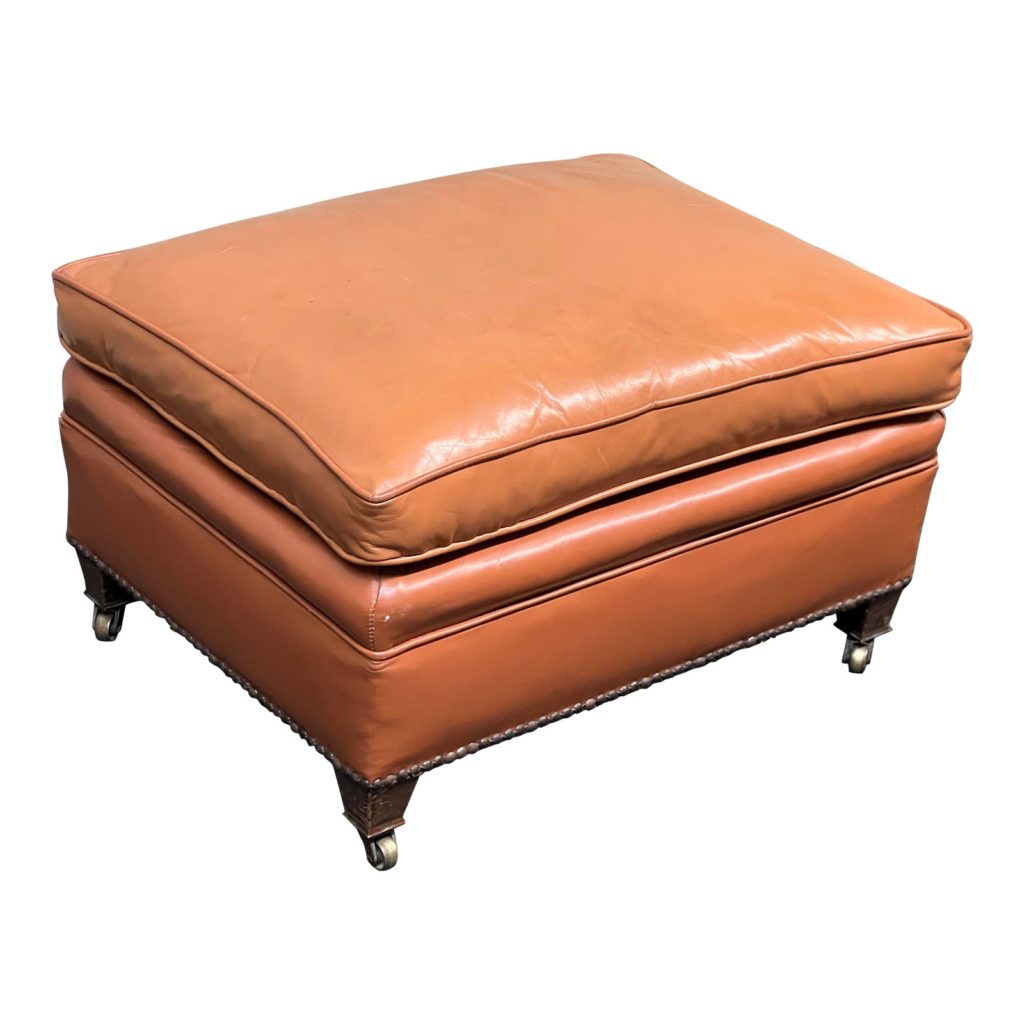 Vintage Mid Century Leather Ottoman - Design Plus Gallery