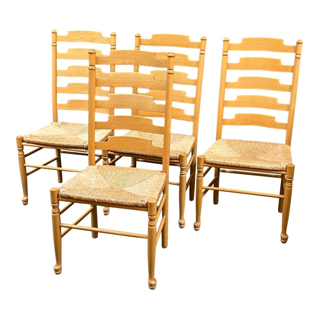 Pulaski Ladderback + Rush Seat Dining Chairs, Set of Four - Design Plus ...