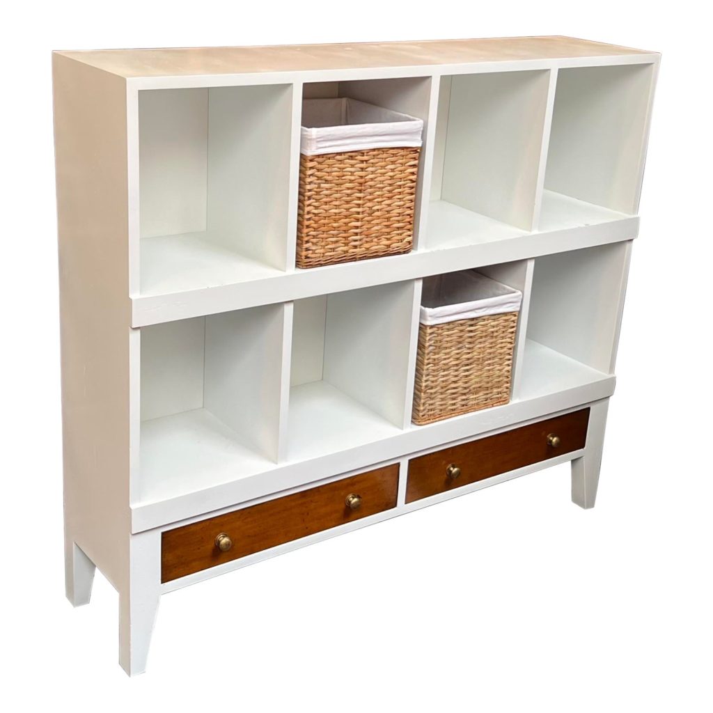 French Heritage White Cubby Shelving System + Two Wood Drawers - Design ...