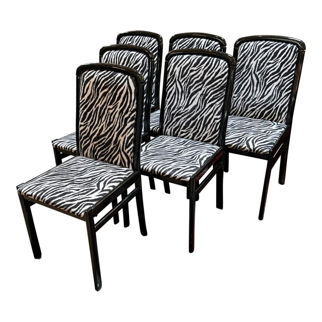 Vintage Hagen International Italian Zebra Print Dining Chairs, Set of ...