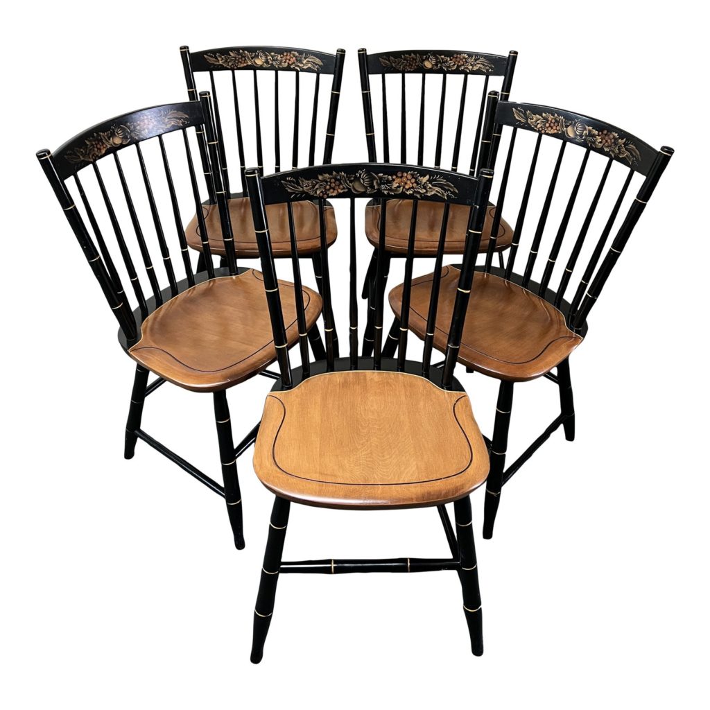 L. Hitchcock Classic Country Harvest Windsor Side Chairs, Set of Five ...