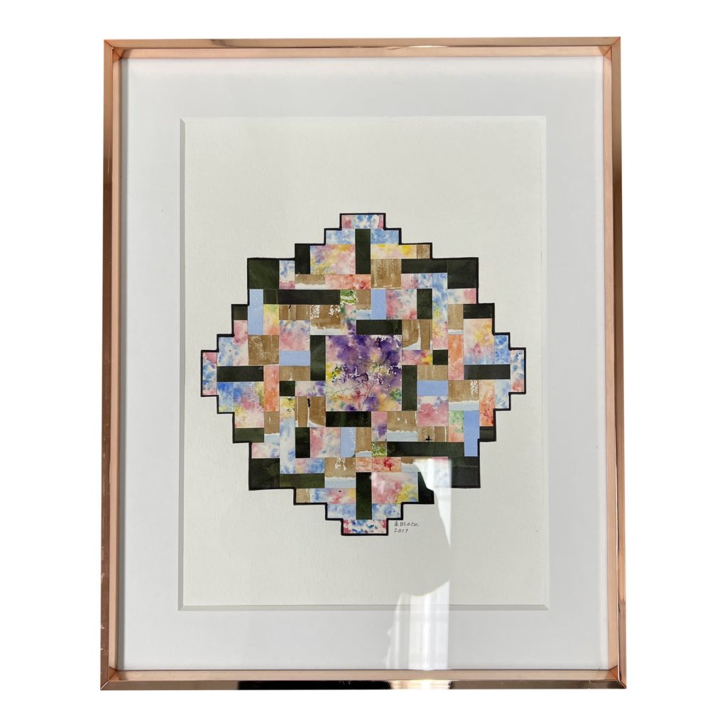 Geometric Collage Art in Rose Gold Frame - Design Plus Gallery