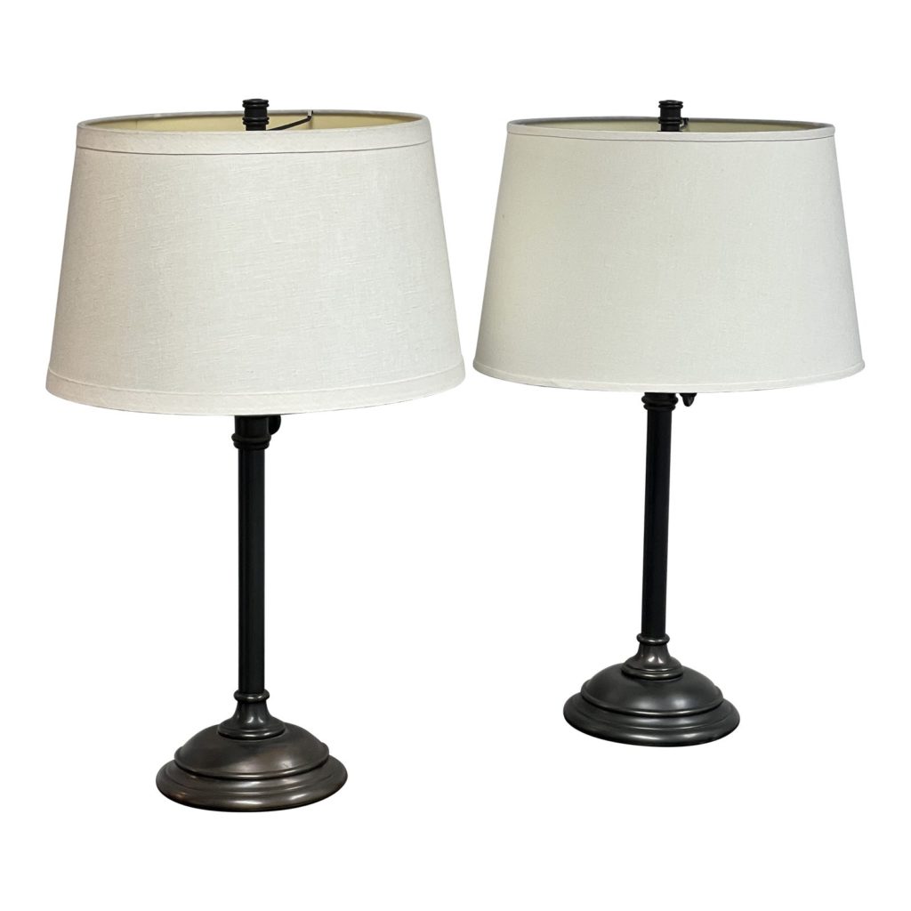 Pottery Barn Antique Pewter Table Lamps - Design Plus Gallery