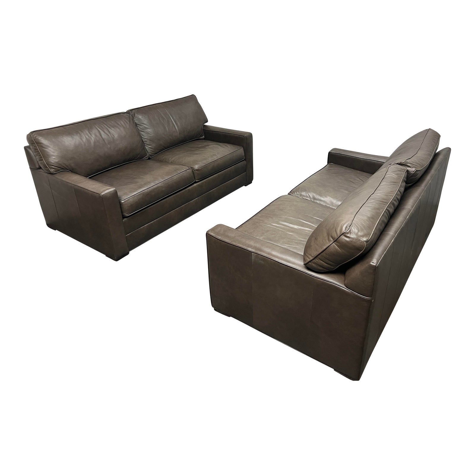Ethan Allen Bennett Track-Arm Leather Sofa, a Pair. Original Price ...