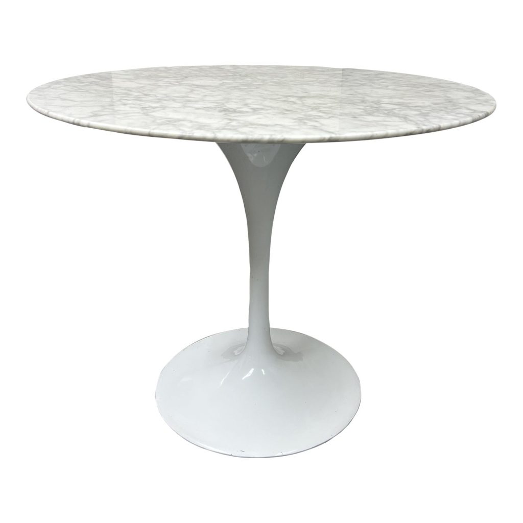 Saarinen Style Round White Marble Top Tulip Base Table. Original Price ...