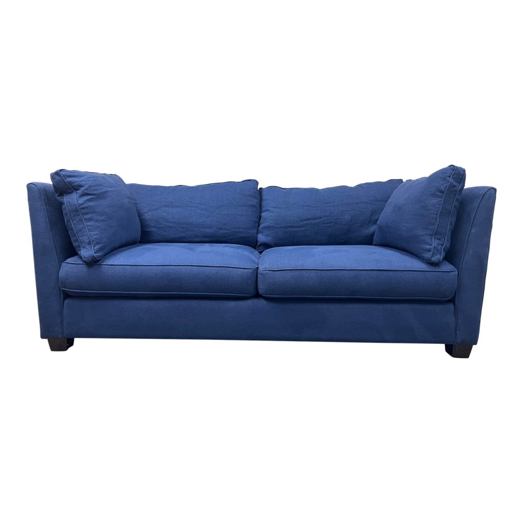 Cisco Brothers Custom Upholstered Blue Linen Sofa - Design Plus Gallery