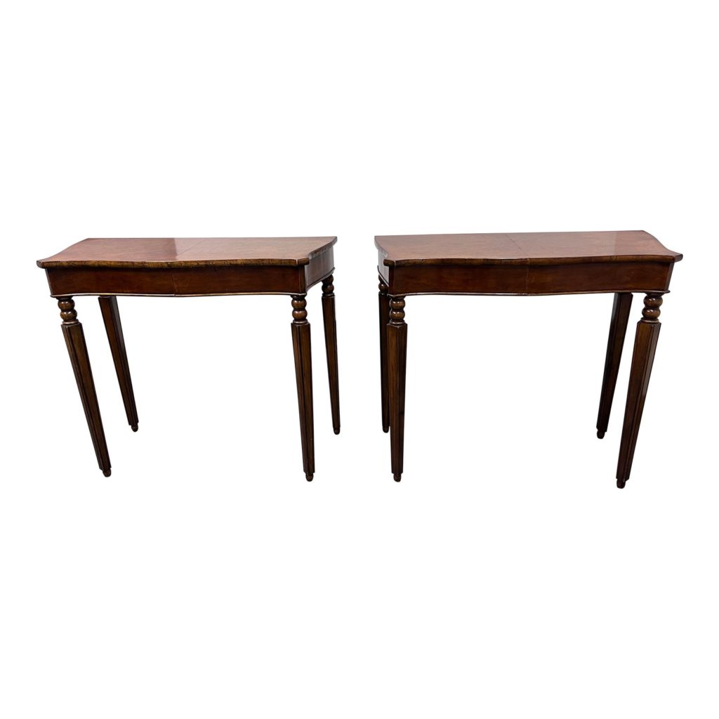 Vintage Tapered Leg Console Tables, a Pair - Design Plus Gallery