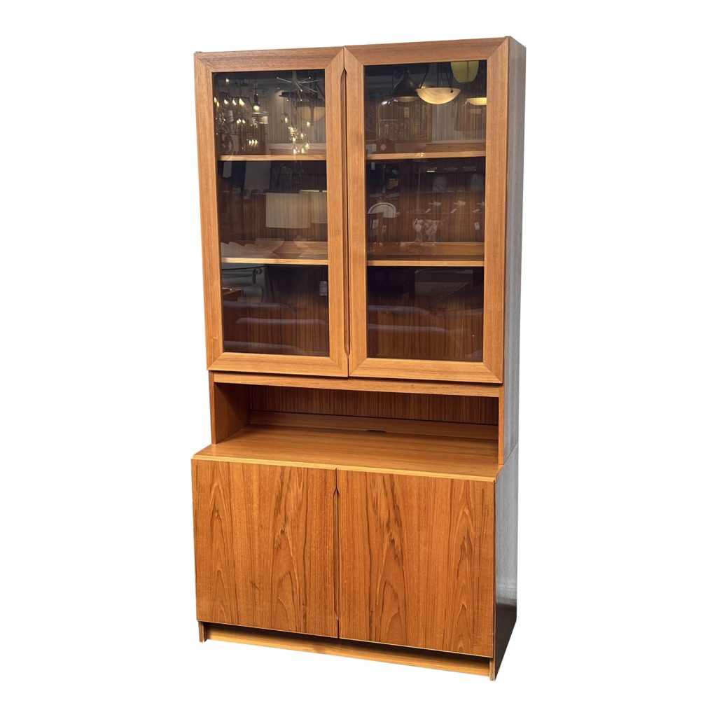 Scandinavian Teak Two Piece Display Cabinet - Design Plus Gallery