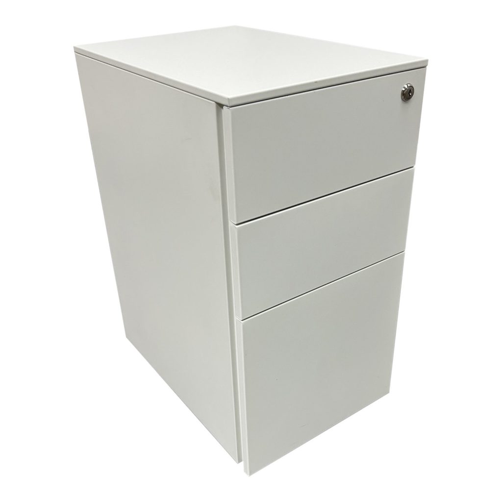 White Slimline Under Desk Three Drawer Filing Cabinet | Design Plus Gallery