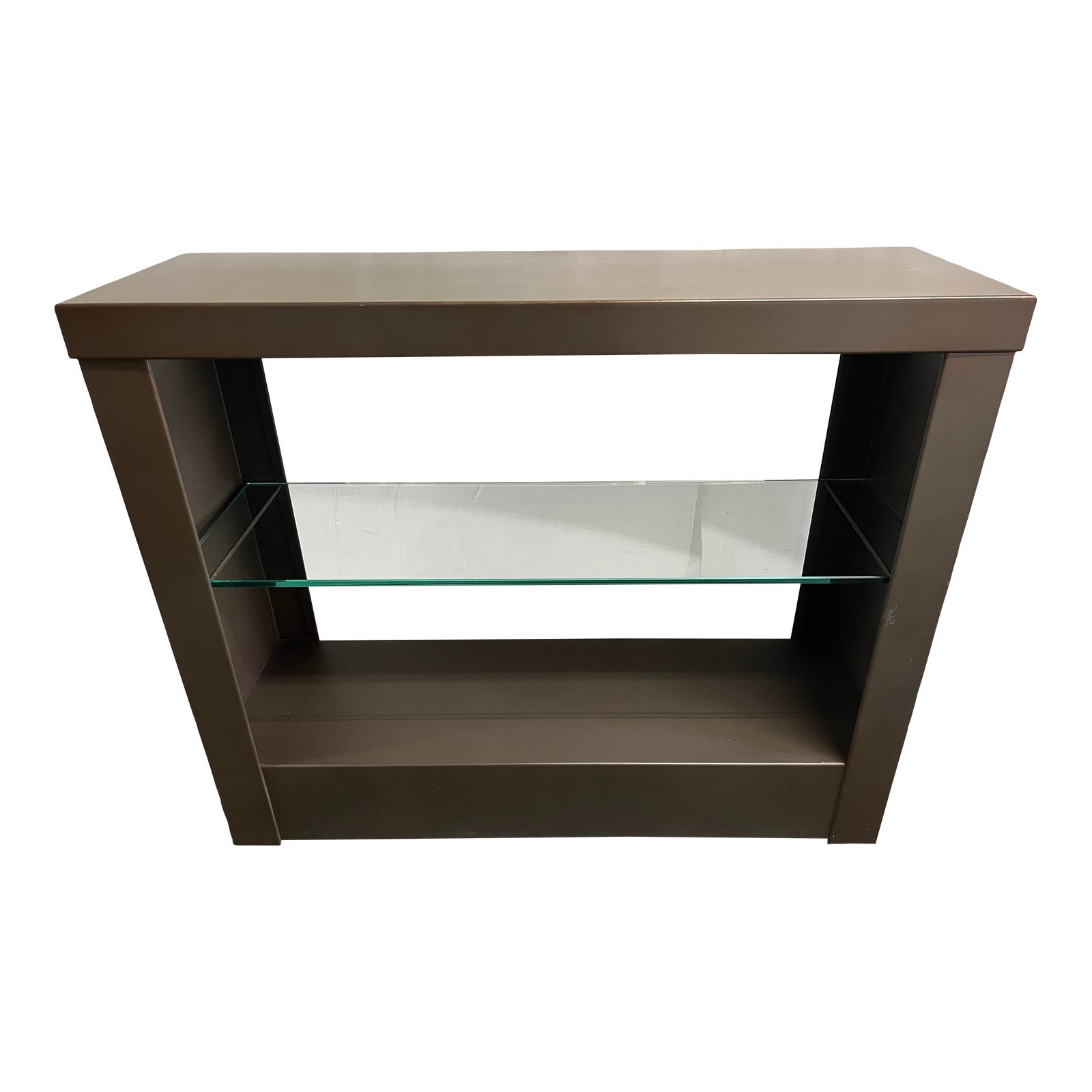 Contemporary Console Table + Glass Shelf Divider - Design Plus Gallery