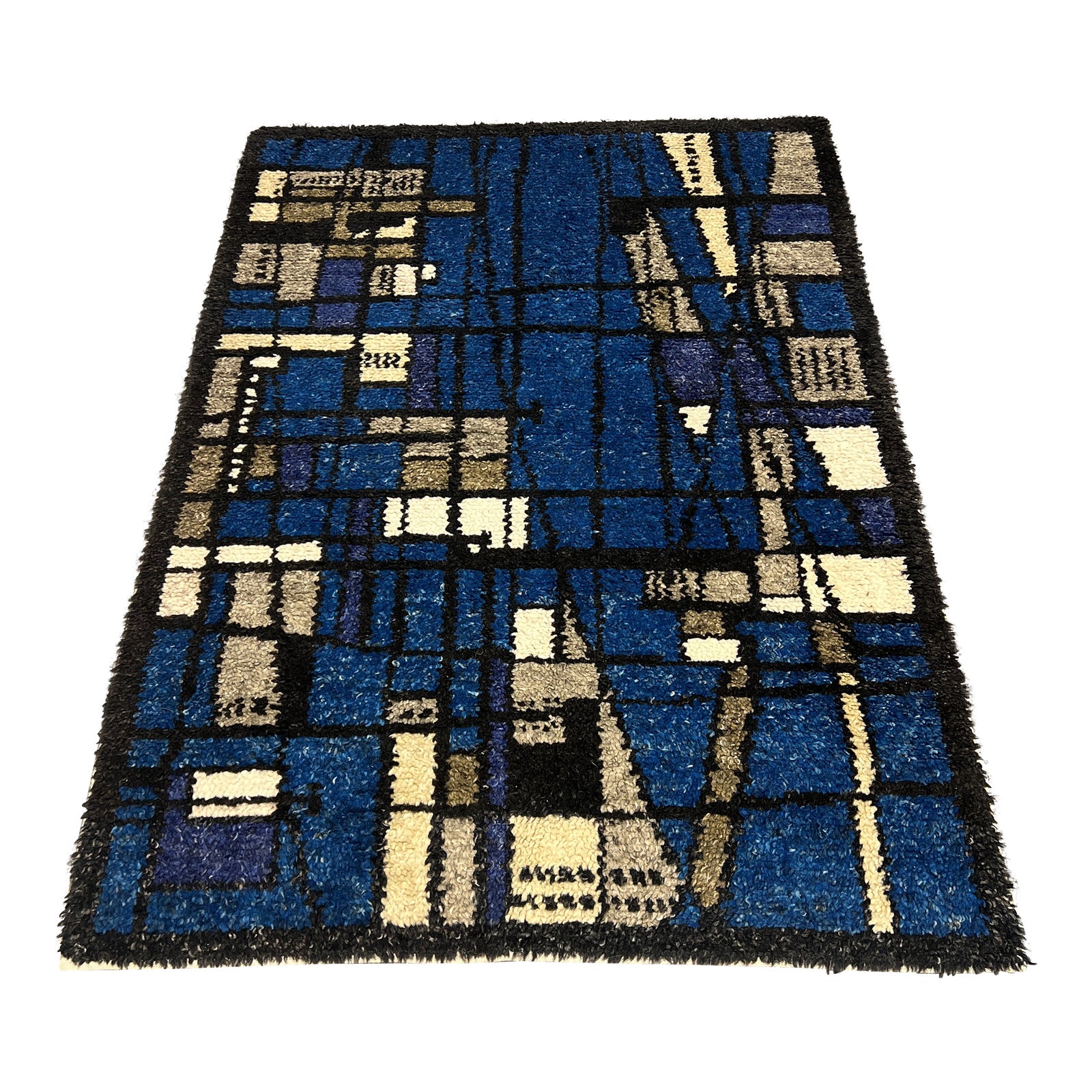 Mid Century Blue City Scape Area Rug - 4′11″ × 6′12″ - Design Plus Gallery