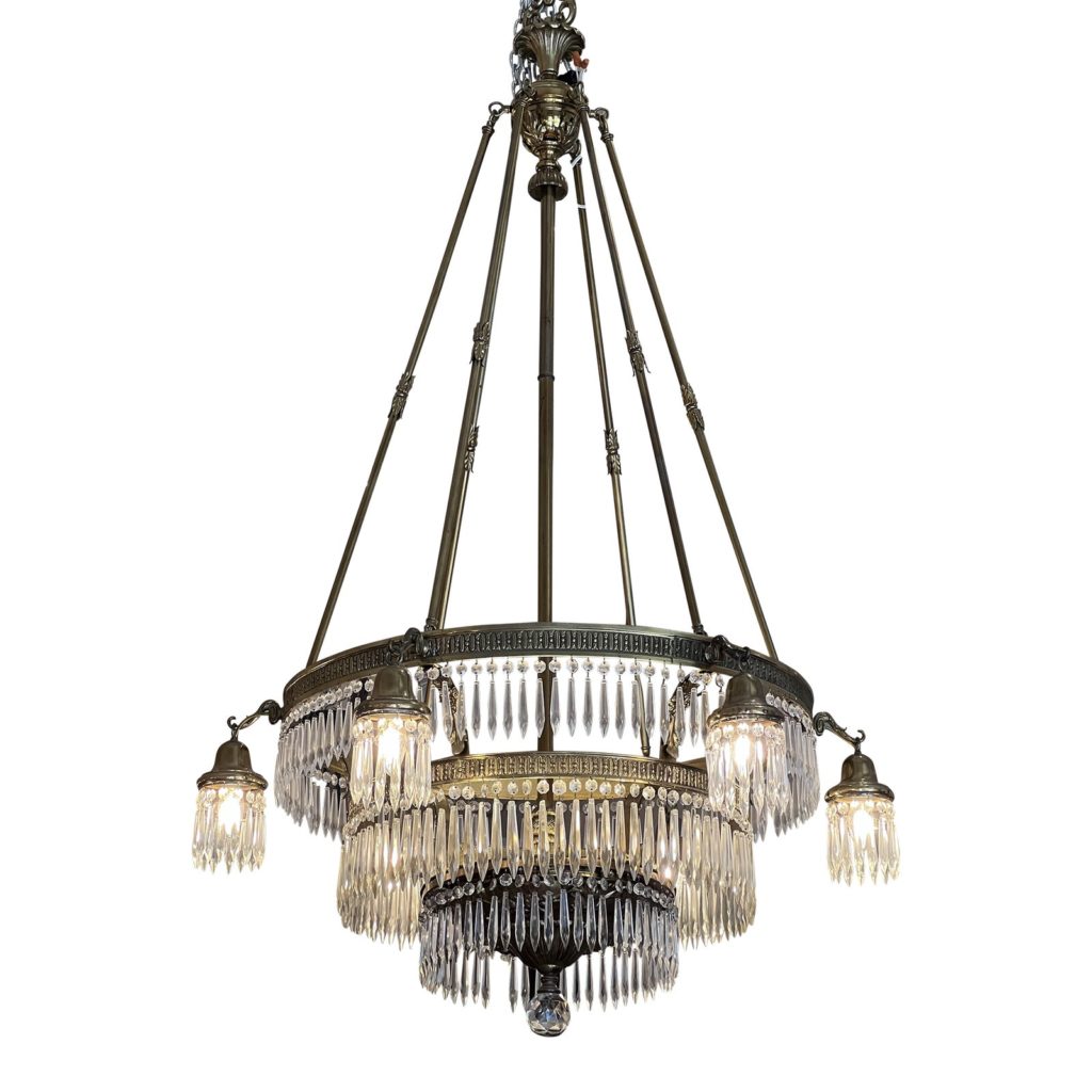 Antique Six Light Three Tier Crystal + Bronze Chandelier - Design Plus ...