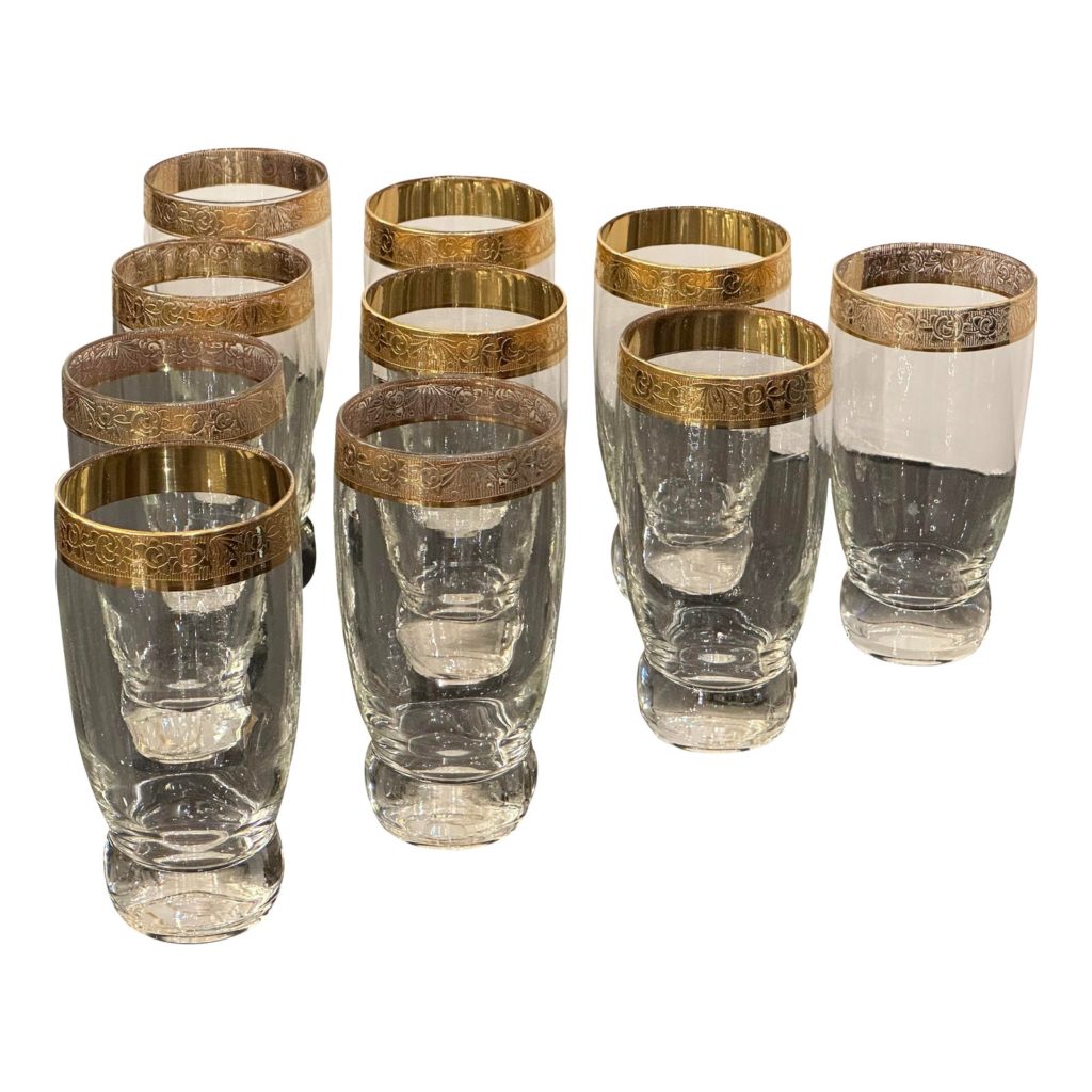 Vintage Gold Rimmed Highball Renaissance Glasses, Set of Ten - Design ...
