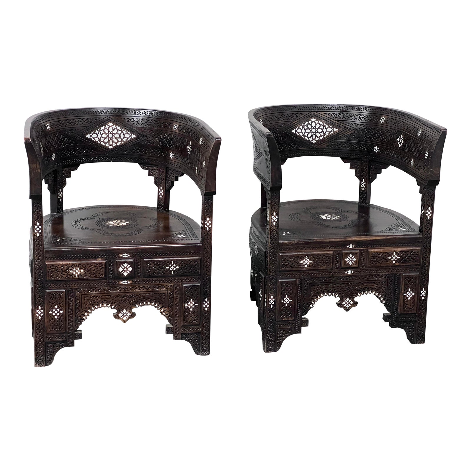 Antique Short Back Arabian Chairs, a Pair. Original Price: $3,500 ...