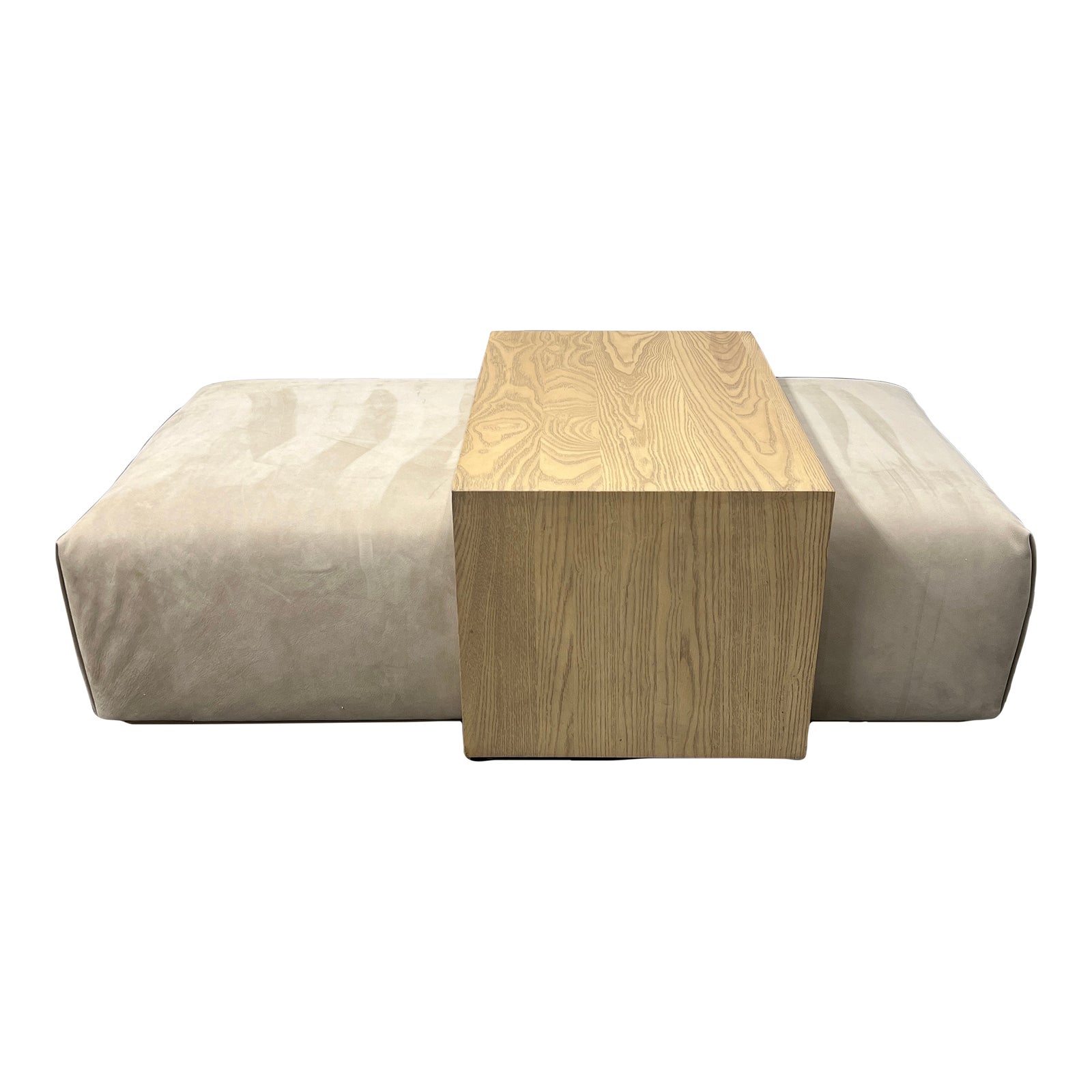 Custom Leather Ottoman + Driftwood Coffee Table Combination. Original ...