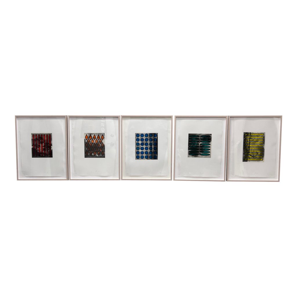 Serigraph Abstract Collage Artwork, Set of Five - Design Plus Gallery