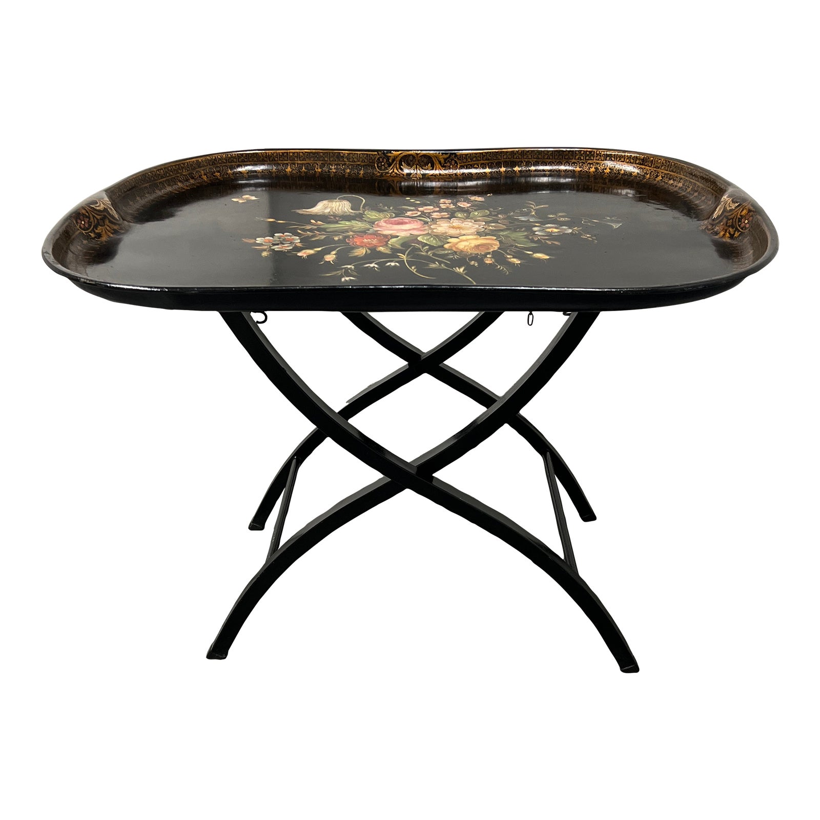 1830-victorian-handpainted-metal-serving-tray-with-stand-0366 - Design ...