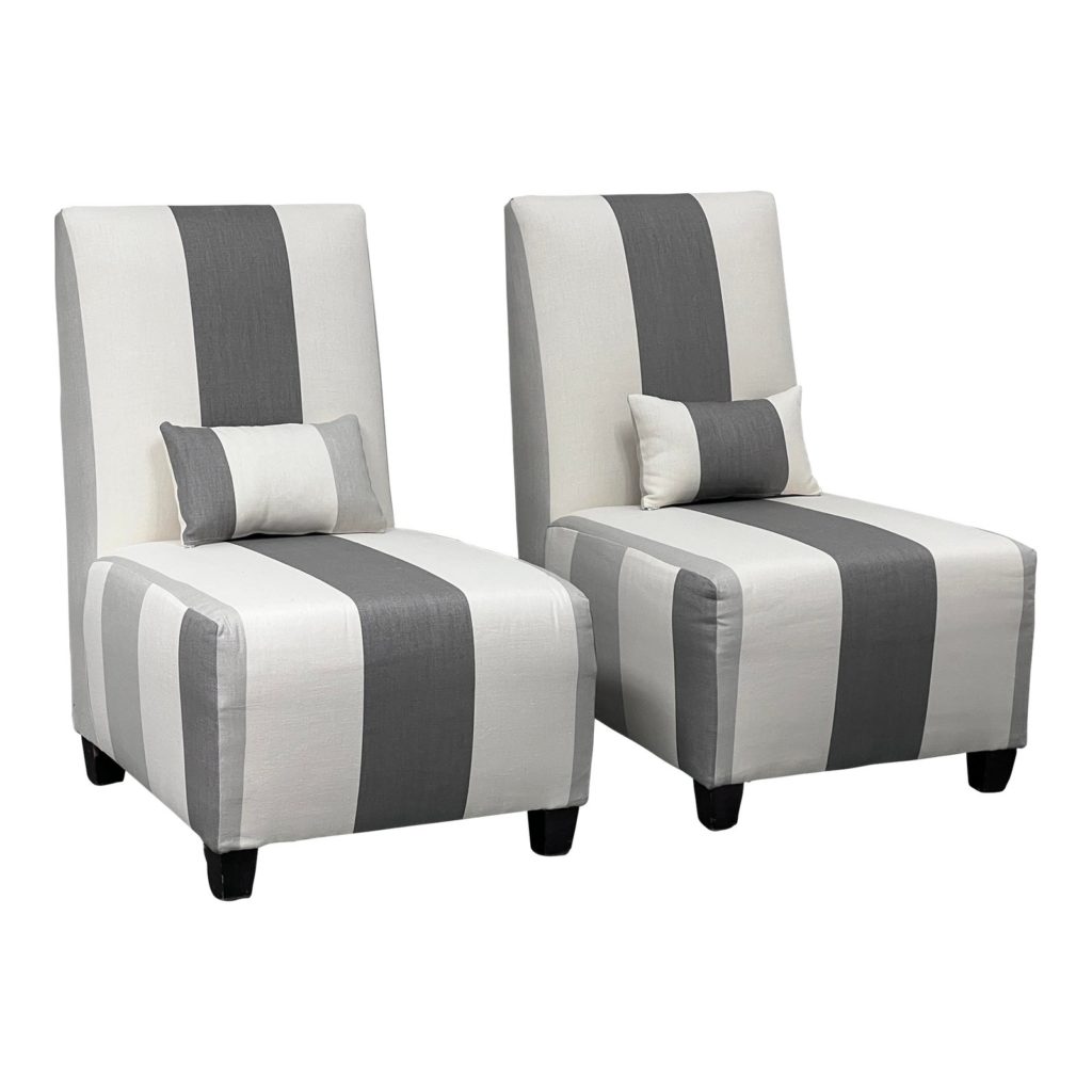 Cisco Brothers White + Gray Stripe Slipper Chairs, a Pair - Design Plus ...
