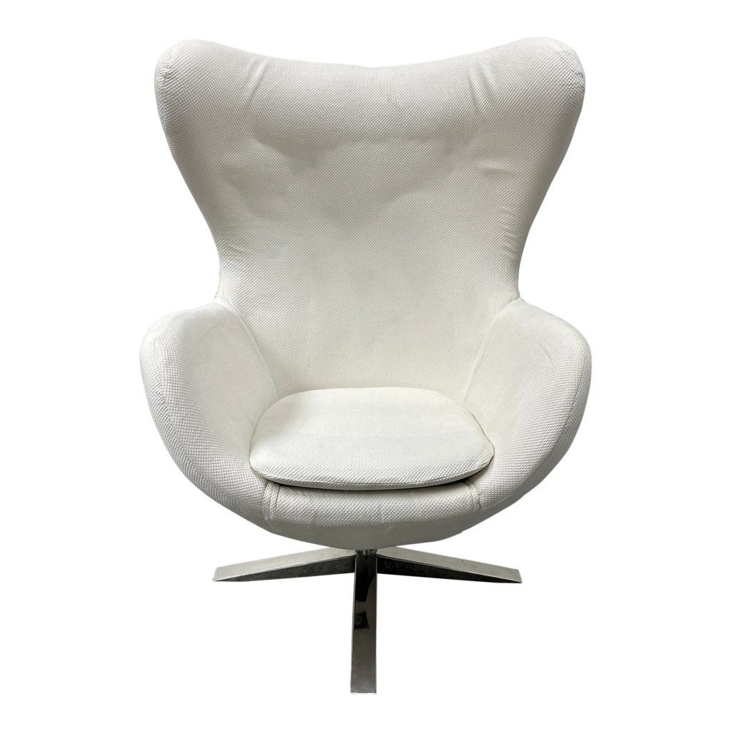 Fritz Hanson Style White Egg Swivel Chair - Design Plus Gallery