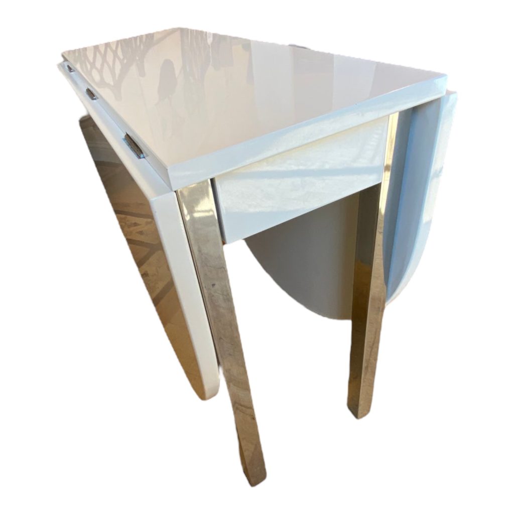Habitat Uk White Laminate + Chrome Dining/Drop Leaf Console Table ...