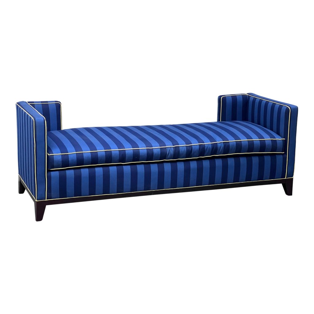 Custom Made Royal + Navy Blue Striped Chaise Lounge - Design Plus Gallery